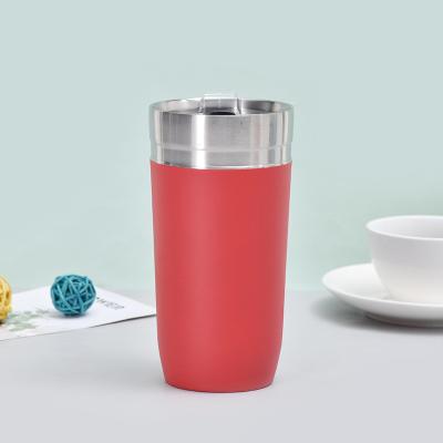 China 16oz Dubbele Muur Roestvrij Staal Tumbler Koffiekop met Plastic Lid Logo Op maat Te koop