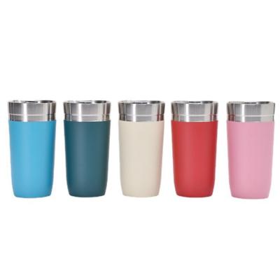 China 16oz Dubbele Muur Roestvrij Staal Tumbler Koffiekop met Plastic Lid Logo Op maat Te koop