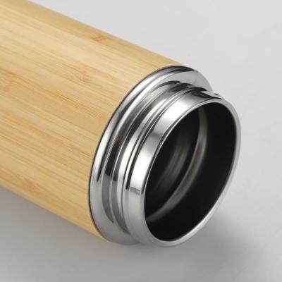 China Bamboe thermos geïsoleerd vacuüm roestvrij staal bamboe thermische koffie thee waterfles Te koop