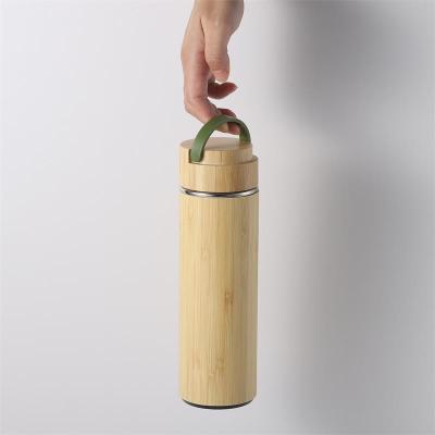 China Bamboe thermos geïsoleerd vacuüm roestvrij staal bamboe thermische koffie thee waterfles Te koop
