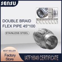 China 45x100mm Double Braid Stainless Steel Exhaust Flexible Pipe 2-Ply Bellows for sale
