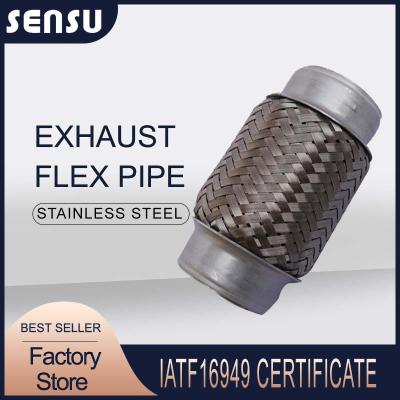 China Aluminied Cap Stainless Steel Exhaust Flex Pipe 100-250mm Length Double Braids for sale