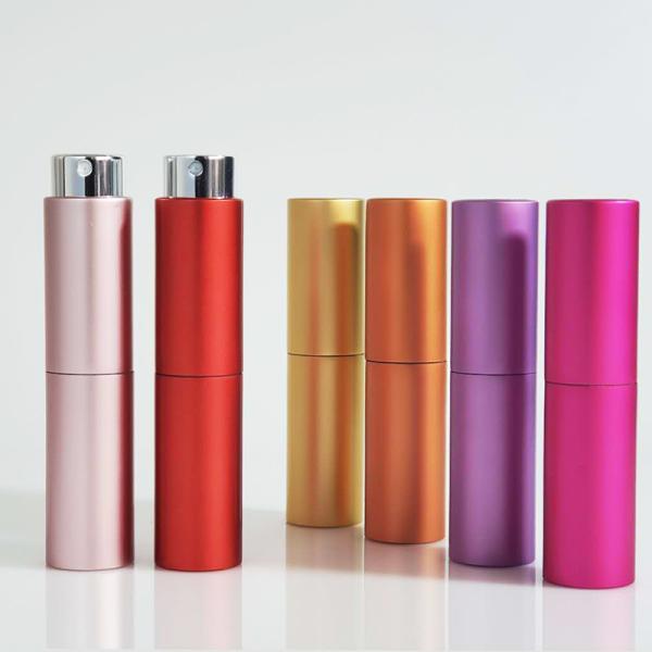 Quality RTS Round 5ml 10ml Twist up Metal Spray Bottle 8ml Aluminium Portable Refillable for sale