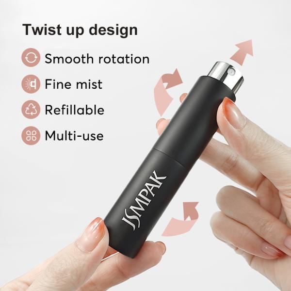 Quality RTS Round 5ml 10ml Twist up Metal Spray Bottle 8ml Aluminium Portable Refillable for sale