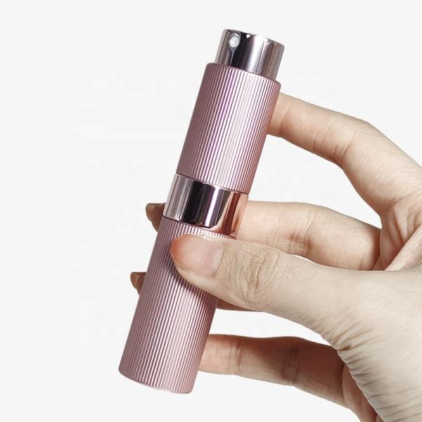 Quality Stripe Aluminum 8ml Twist up Travel Refillable Atomiser Cologne Dispenser Luxury for sale