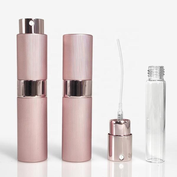 Quality Stripe Aluminum 8ml Twist up Travel Refillable Atomiser Cologne Dispenser Luxury for sale