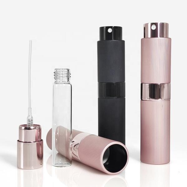 Quality Stripe Aluminum 8ml Twist up Travel Refillable Atomiser Cologne Dispenser Luxury for sale