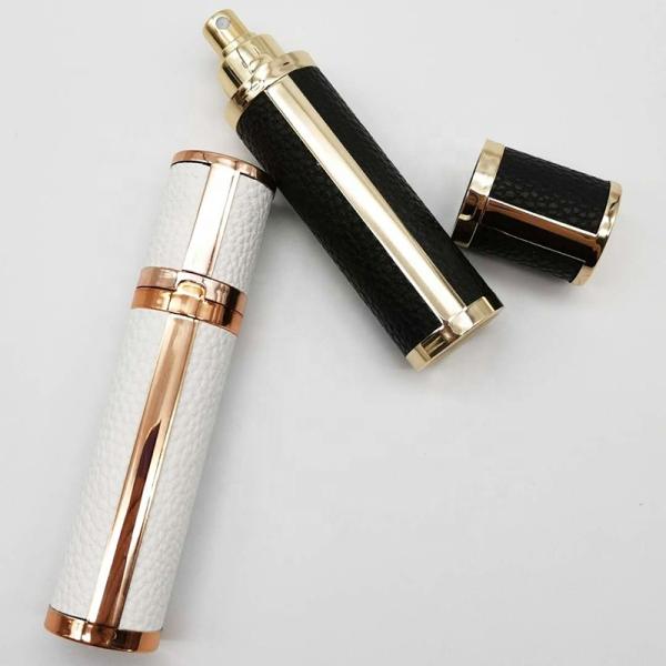 Quality Custom Leather case Glass Insert 10ml 15ml Empty Refillable Perfume Spray Bottle for sale