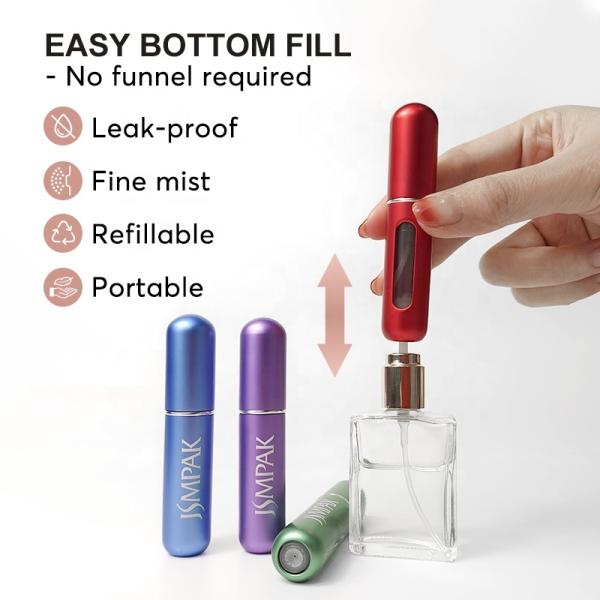 Quality Luxury Aluminum Cosmetic Packaging Custom Bottom Filling Travel Case Leather 5Ml for sale
