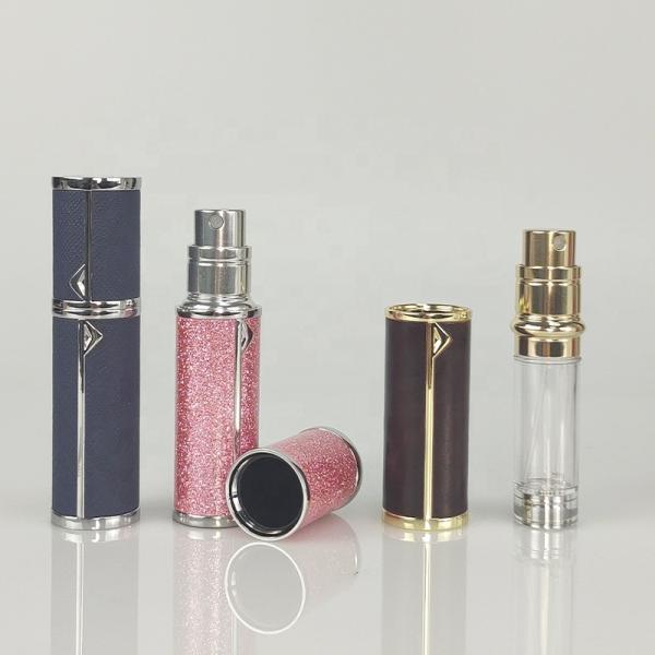 Quality 5ml Empty Luxury Fine Mist Cologne Travel Leather Bottom Refillable Perfume for sale