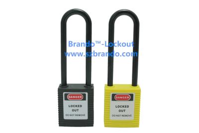 China BO-G22 Colourful  English PVC Tag  Long Shackle 76mm Nylon Padlocks for Oil and Gas, Chemical Industrial for sale