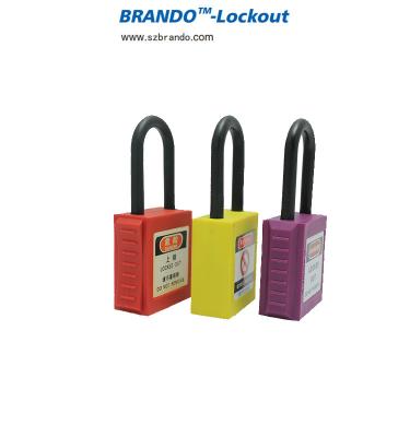 China BO-G11 38MM Non-conductive Colorful Short Nylon shackle plastic body safety padlock for sale