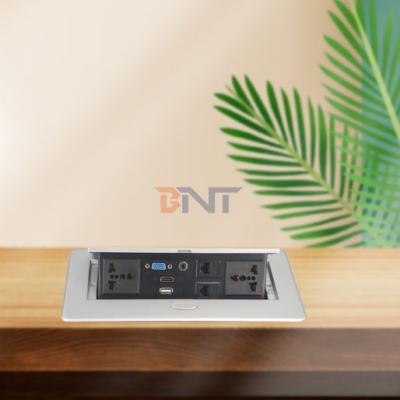 China Multi-Functional Power Socket for Office Desk Zinc Alloy Hidden Pop-Up Table Outlet EU Plug Compatible US/AU for sale
