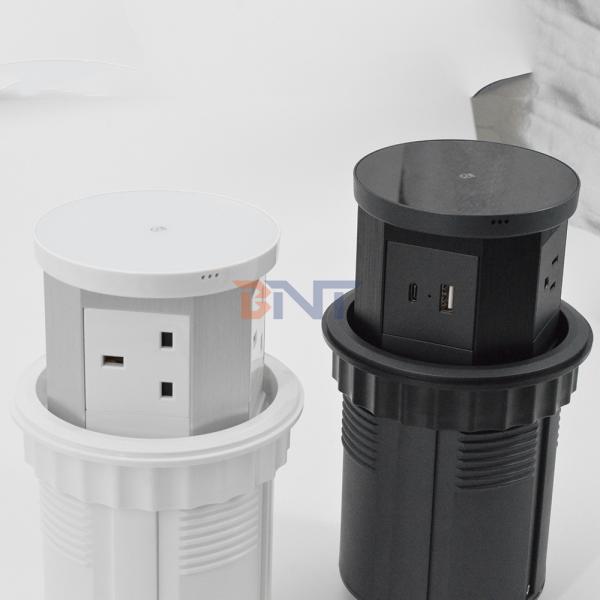 Quality 18W Wireless Charger Pneumatic Lifting Socket UK Power Hidden Outlet Kitchen Island Office Desktop Pop Socket for sale