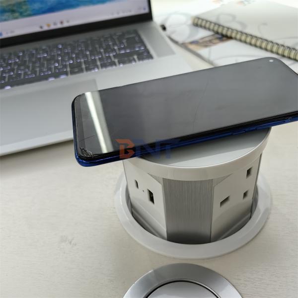 Quality 18W Wireless Charger Pneumatic Lifting Socket UK Power Hidden Outlet Kitchen for sale