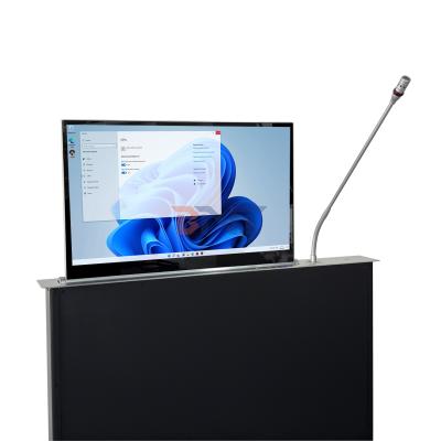 China Hidden Desk Lcd Monitor Lift Lifting Monitor Conference System 17.3 Inch Adjustable Height with mic for sale