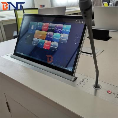 China BNT 17 3 Retractable Touch Screen Hidden in Meeting Table Flip up LCD Monitor Lift for sale