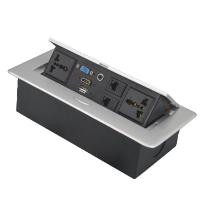 China Multi-function Desktop Socket Pop up Hidden Socket for Office With 2 Universal Power Interface USB Charging for sale