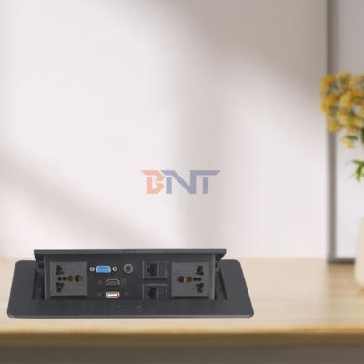 China Multi-function Desktop Socket Pop up Hidden Socket for Office With 2 Universal Power Interface USB Charging for sale