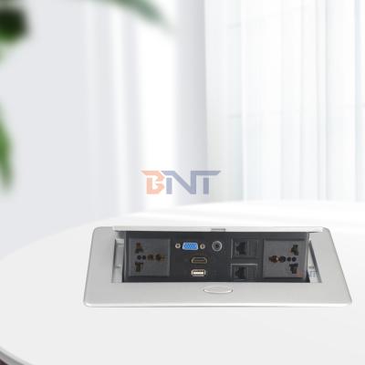 China Multi-function Desktop Socket Pop up Hidden Socket for Office With 2 Universal Power Interface USB Charging for sale