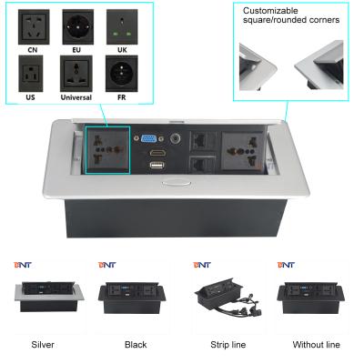 China Multi-function Desktop Socket Pop up Hidden Socket for Office With 2 Universal Power Interface USB Charging for sale