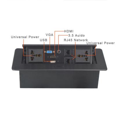China Multi-function Desktop Socket Pop up Hidden Socket for Office With 2 Universal Power Interface USB Charging for sale