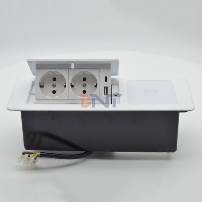 China Tabletop Pop-up Electrical Socket Power Extension Cord USB Charging Wireless Charger-US/EU/AU Plug Standards 16A/5A Rated for sale