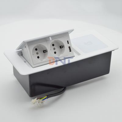 China Desktop Tabletop Power Outlet Hidden Charging Sockets Multi-Connection Pop-Up Socket featuring Wireless Charging EU plug for sale