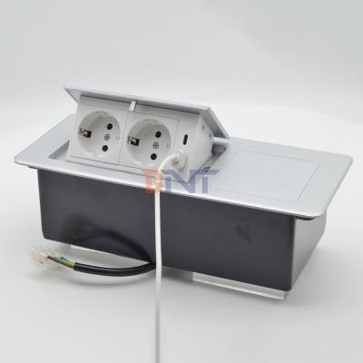 China Wireless Charging Desktop Table Pop-up Power Socket Multi-Connection Box Featuring 2 AC Outlets 10A IP44 for sale