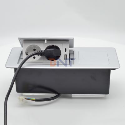 China Wireless Charging Desktop Table Pop-up Power Socket Multi-Connection Box Featuring 2 AC Outlets 10A IP44 for sale