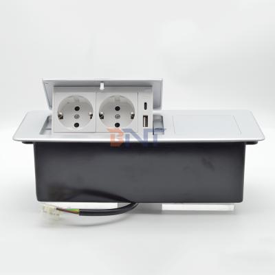 China Wireless Charging Desktop Table Pop-up Power Socket Multi-Connection Box Featuring 2 AC Outlets 10A IP44 for sale