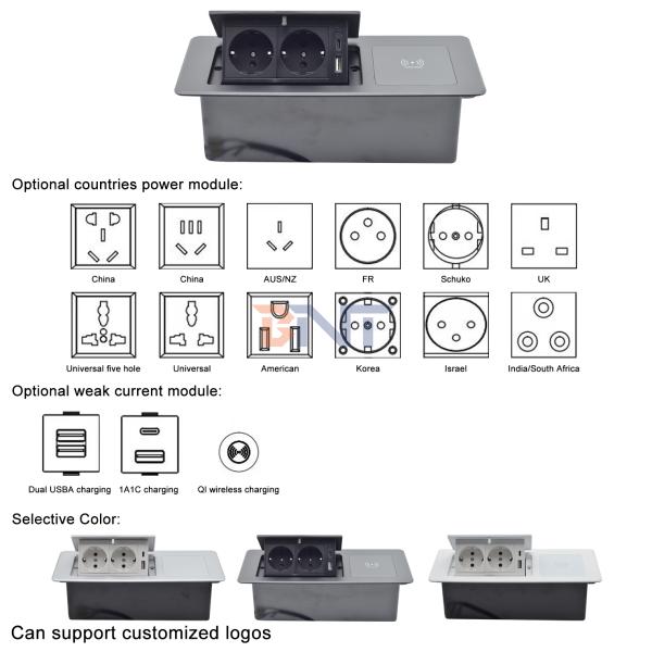 Quality Wireless Charging Desktop Table Pop-up Power Socket Multi-Connection Box for sale