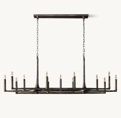 Cina 72' Vintage Farmhouse Chandelier con G9 Antico Lanterna di ottone Luce pendente in vendita