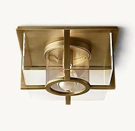 China Inner Cylindrical Shade Brass Ceiling Light Flush Mount 40w for sale
