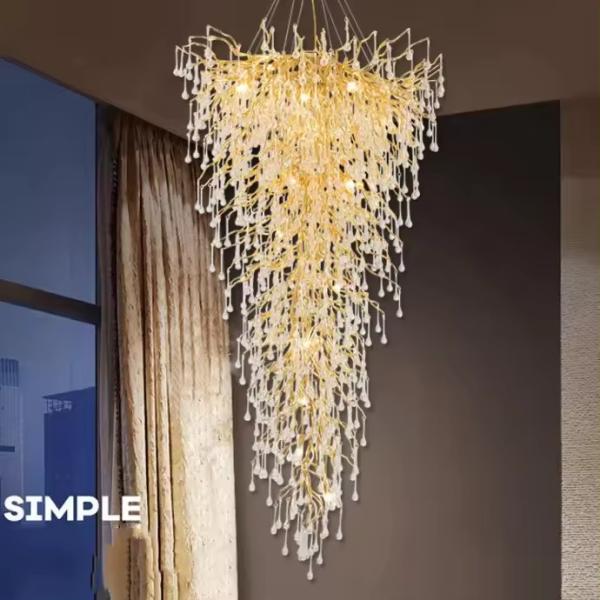 Quality Incandescent Bulb Brass Crystal Chandelier Ceiling Light Hardwired for sale