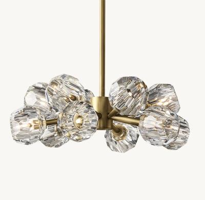 China Brass Crystal Ball Clear Glass Round Chandelier 24'' Bronze Lacquered Burnished for sale