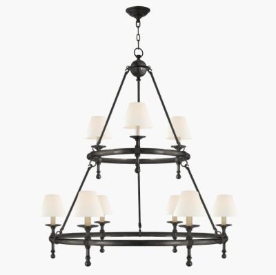 China SL 5813 Classic Two-Tier Ring Chandelier Bronze / Polished Nickel / Hand-Rubbed Antique Brass 2 Tier Ring Chandelier for sale