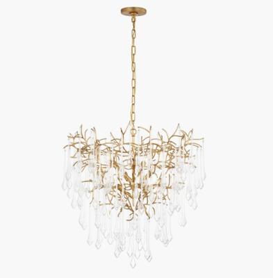 Cina JN 5220 Rayne 31" lampadario con finitura in ferro dorato in vetro trasparente in vendita