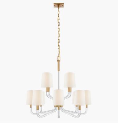 Cina CHC 5903 Reagan Medium Two Tier Chandelier Polished Nickel / Antique-Burned Brass Crystal Chandelier (Canzellare di cristallo in ottone antico) in vendita