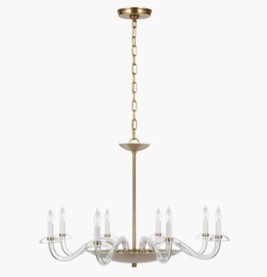 Cina PCD 5020 Brigitte Gran candelabro vetro trasparente e nichel lucido / ottone antico strofinato a mano in vendita