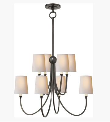 China TOB 5010 Reed Large Chandelier 37.5" O/A Height With 8 - E12 Candelabra Socket With Linen Shade for sale