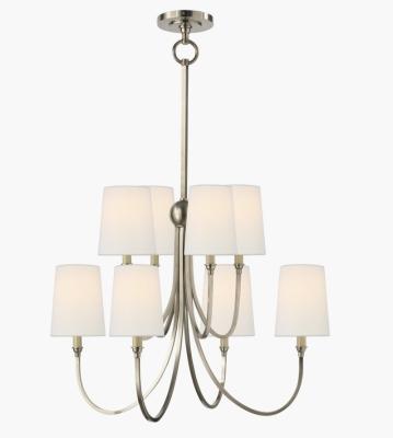 Cina TOB 5010 Candelabro a canna grande altezza 37,5" O/A con presa 8 - E12 Candelabro con ombra di lino in vendita