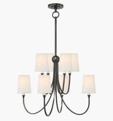 Cina TOB 5010 Candelabro a canna grande altezza 37,5" O/A con presa 8 - E12 Candelabro con ombra di lino in vendita