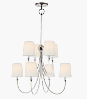 Cina TOB 5010 Candelabro a canna grande altezza 37,5" O/A con presa 8 - E12 Candelabro con ombra di lino in vendita