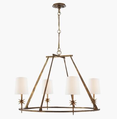 Cina S 5315 Etoile Round Chandelier altezza 64,5" O/A con finitura dorata/rusta nera in vendita