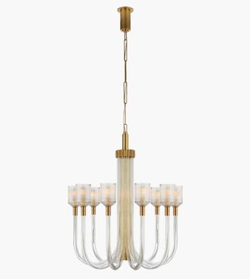 Cina KW 5401 Reverie Medium Single Tier Chandelier ottone / nichel lucidato / bronzo con vetro a nervatura trasparente in vendita