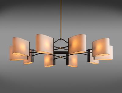 China Solid Brass Dessay Circular Chandelier 2307 60 DIA X 60 OAH Ivory Silk Shades for sale