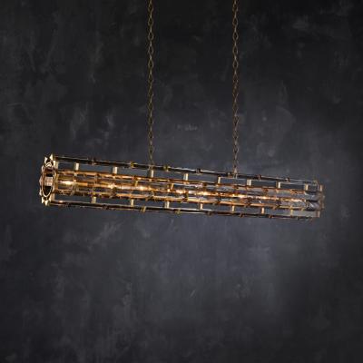 China Bronze Night Rod Rectangular Pendant Dimmable Ajustable Chain/Rod for Commercial Spaces for sale