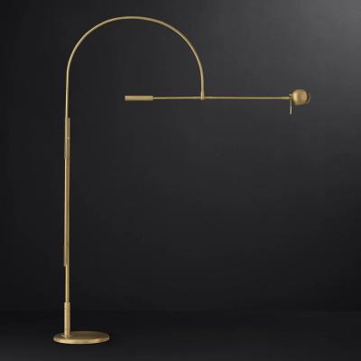 China Adjustable Height Brass Floor Lamp with 3500K Warm White LED for Modern Living Room and Bedroom for sale