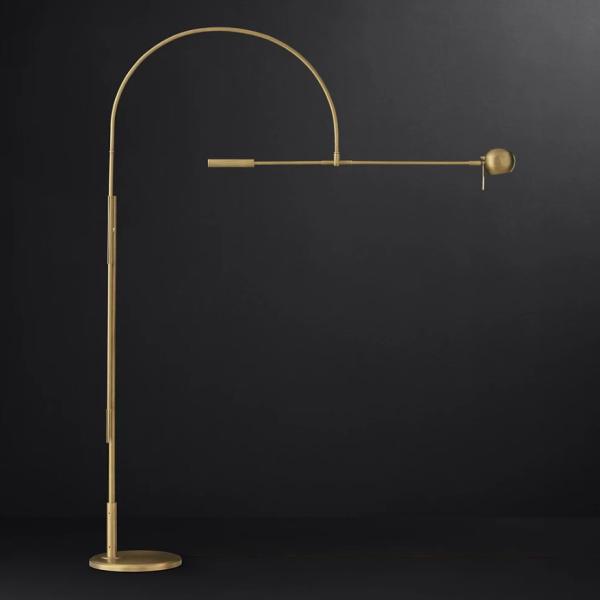 Quality Adjustable Height Brass Floor Lamp with 3500K Warm White LED for Modern Living Room and Bedroom for sale